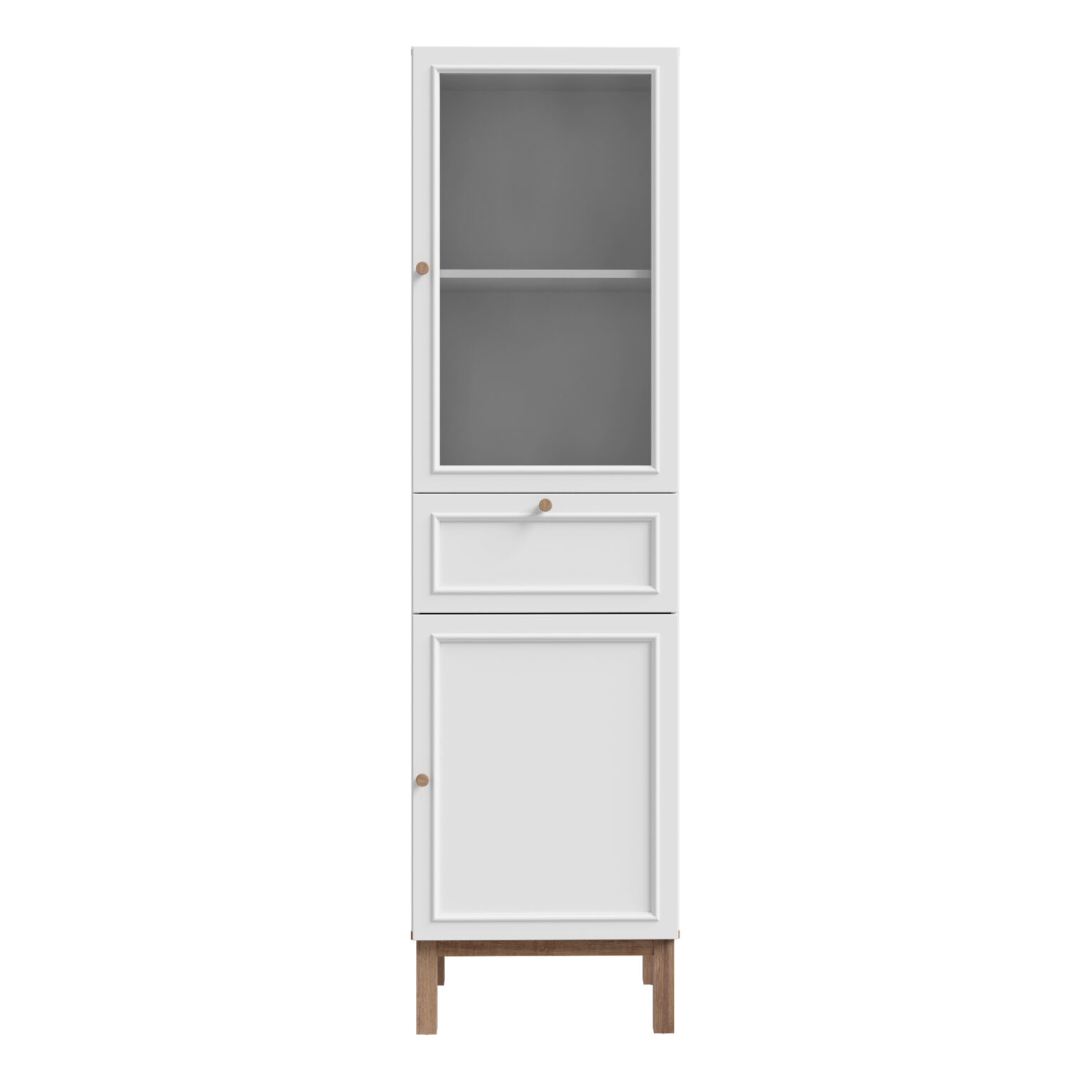 Wesley Display Cabinet with 1 Door 1 Drawer and 1 Glass Door in Light ...