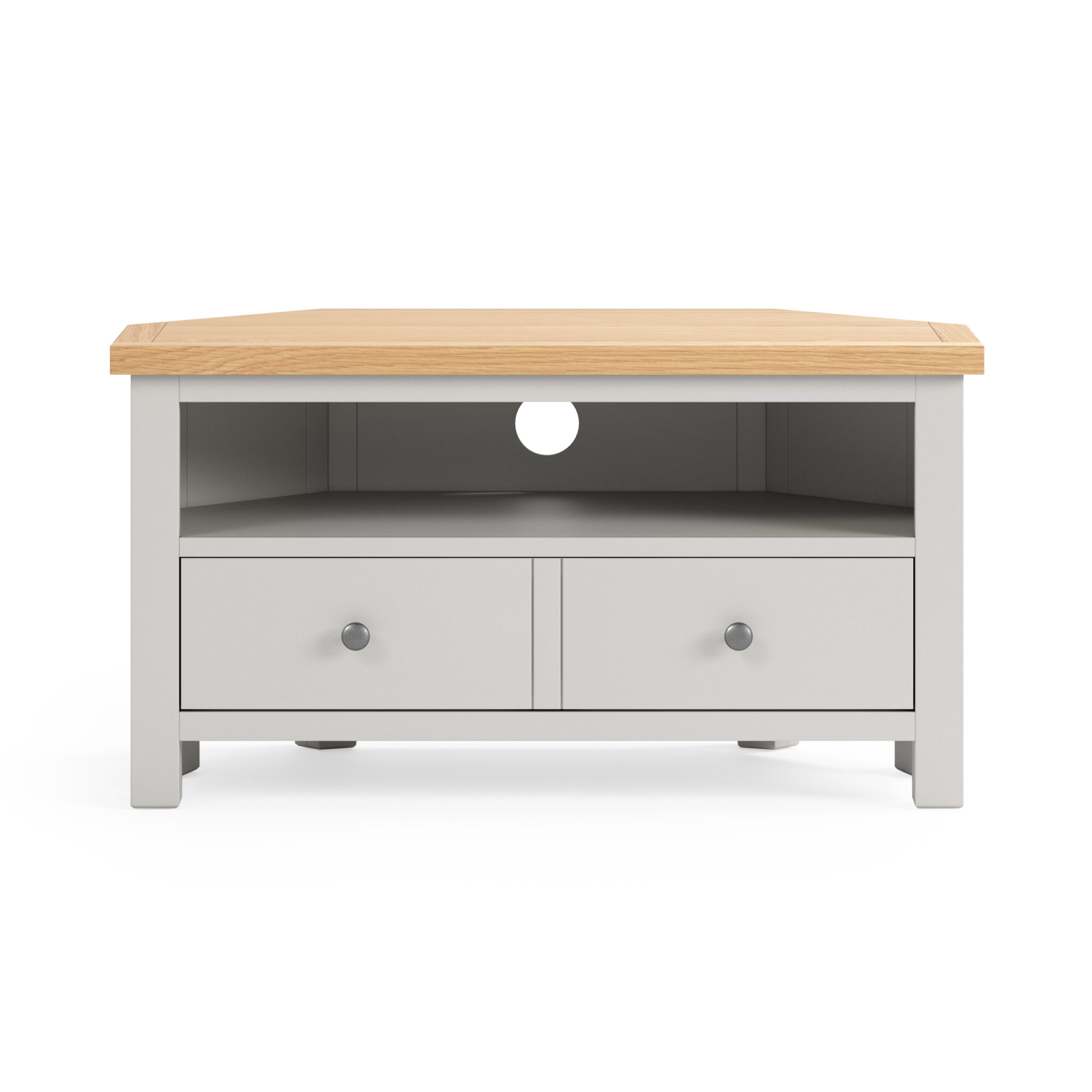 Langdale Grey Corner TV Unit | Assembled | Oak World