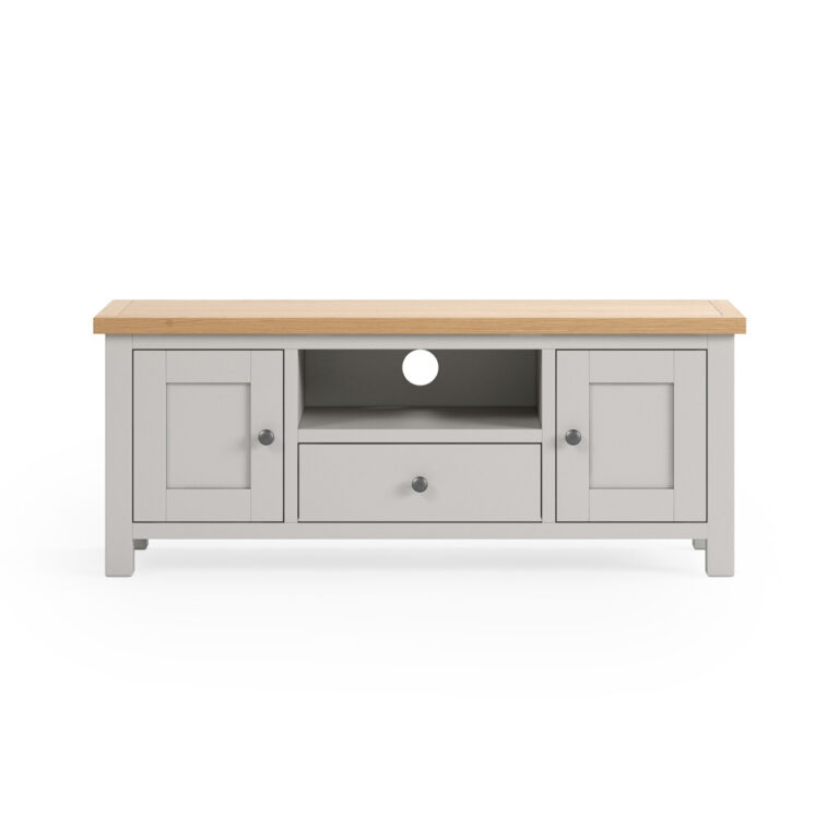 Langdale Grey Large TV Unit | Assembled | Oak World