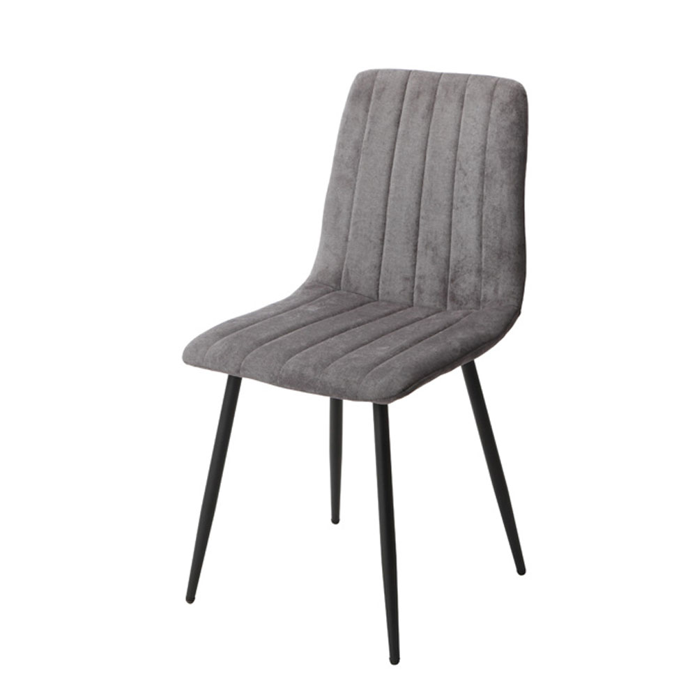 Dalvik Straight Stitch Grey Dining Chair, Black Tapered Legs (Pair ...