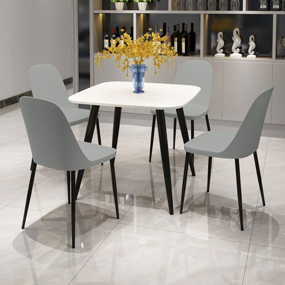 Dalvik Duo Chair, Light Grey Plastic Seat With Black Metal Legs (Pair ...