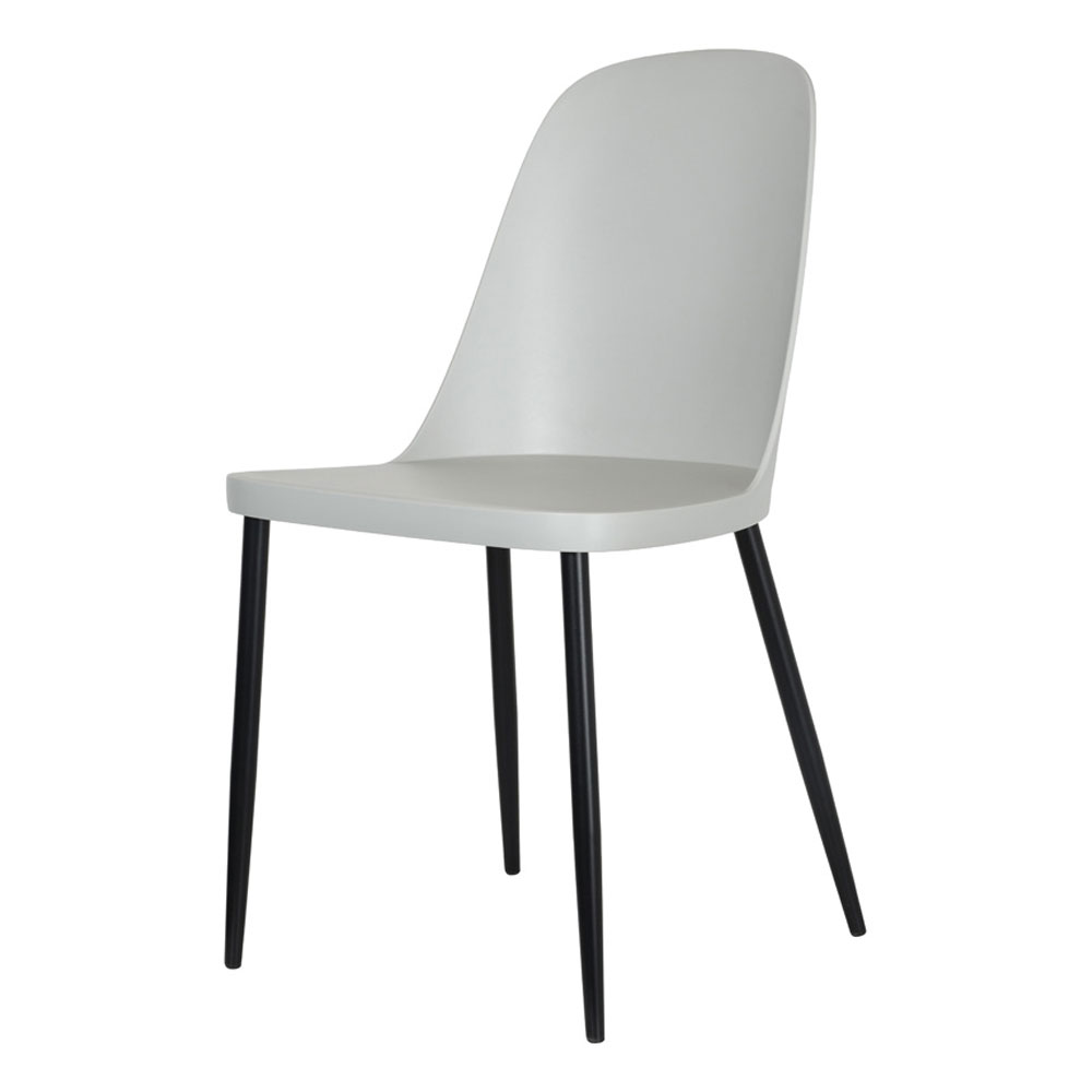 Dalvik Duo Chair, Light Grey Plastic Seat With Black Metal Legs (Pair ...