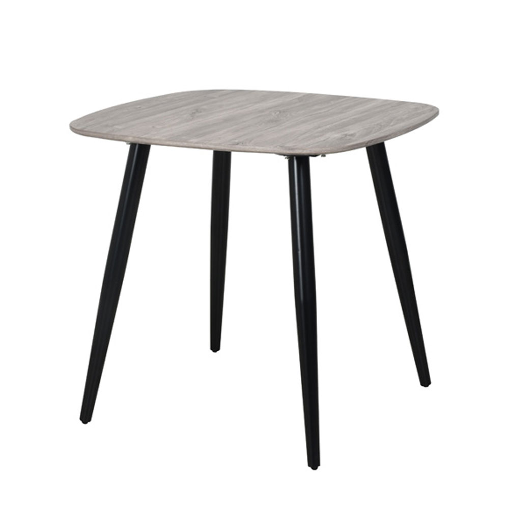 Dalvik Square Dining Table, Grey Oak Effect With Black Tapered Legs ...