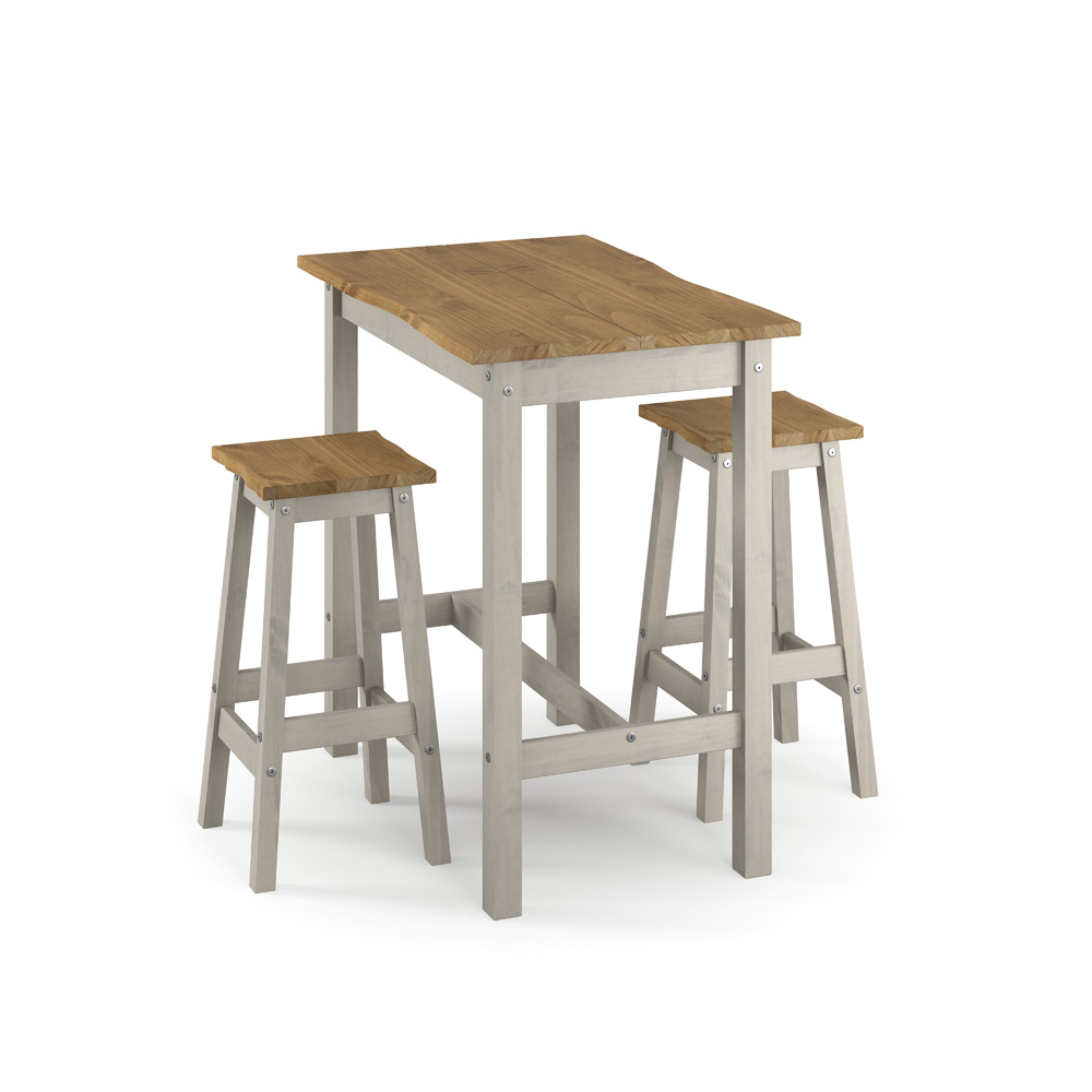 Azusa Grey Live Edge Large Rectangular High Breakfast Bar Table & Pair ...