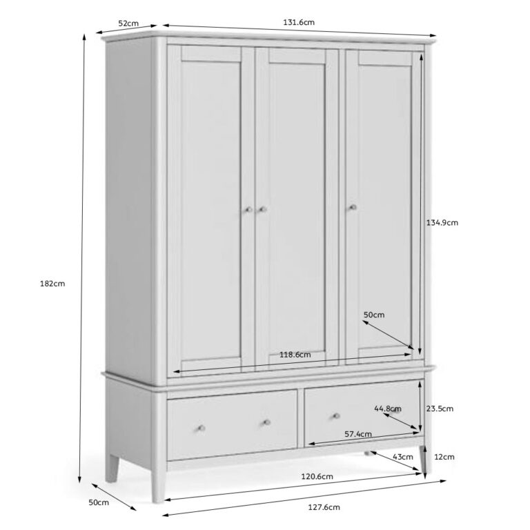 Folkestone Light Oak Triple Wardrobe | Oak World