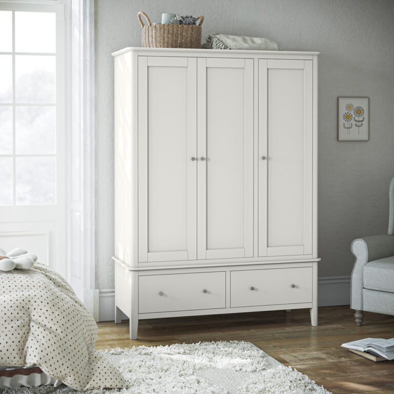 Folkestone White Triple Wardrobe | Oak World