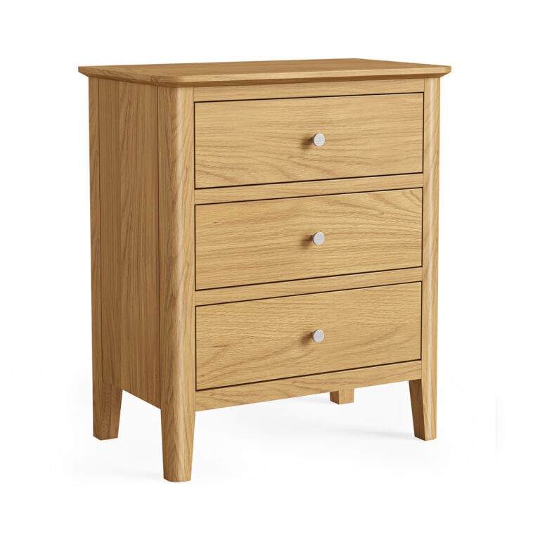 Dover Light Oak Chest of 3 Drawers | Assembled | Oak World