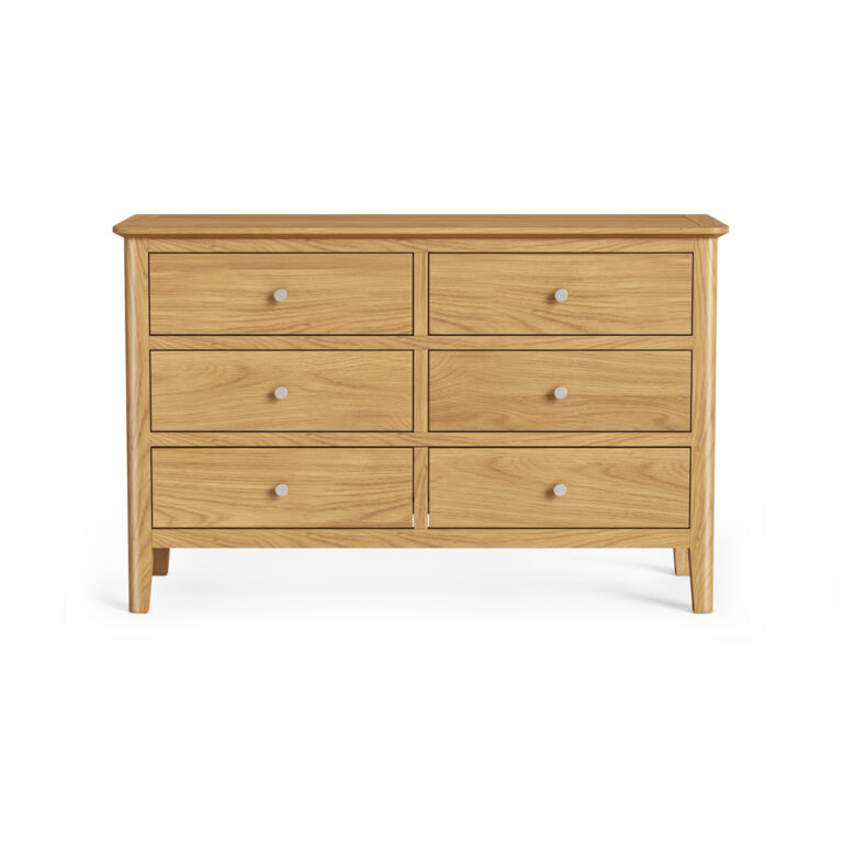 Dover Light Oak Chest of 6 Drawers | Assembled | Oak World