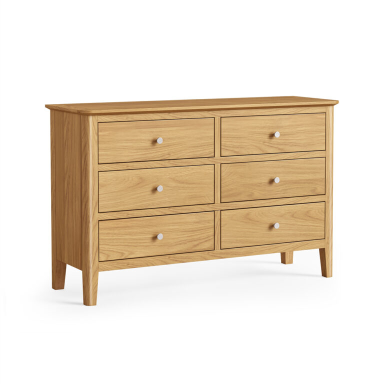 Dover Light Oak Chest of 6 Drawers | Assembled | Oak World