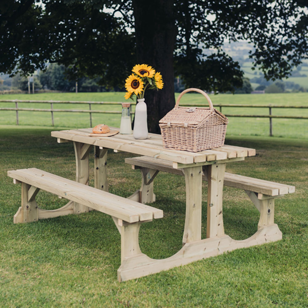 Lunar Picnic Table 1500 | Assembly Required | Oak World