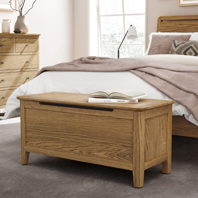 Ashdale Warm Oak Blanket Box | Assembled | Oak World