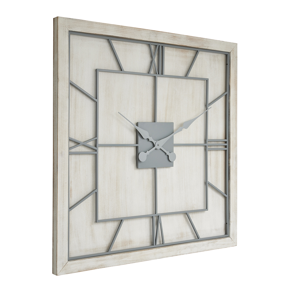 Williston White Square Large Wall Clock | Oak World