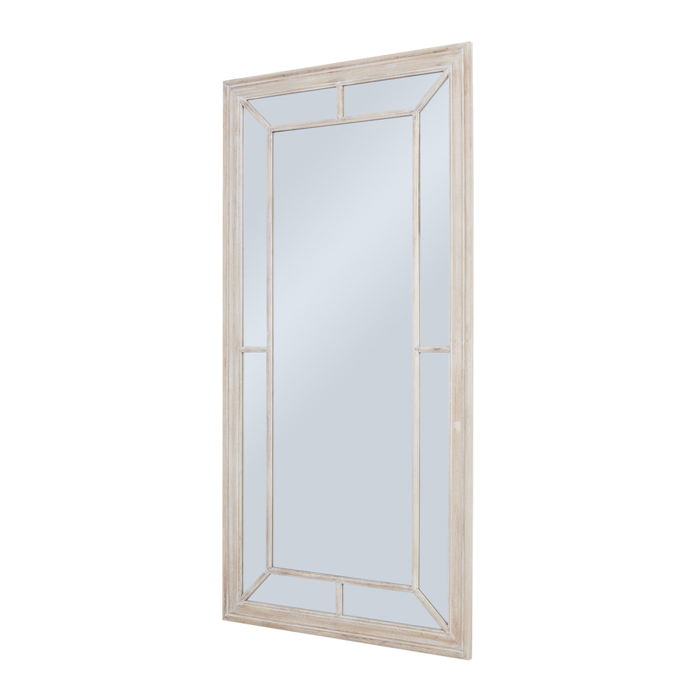 Large Washed Wood Framed Window Mirror | Assembled | Oak World