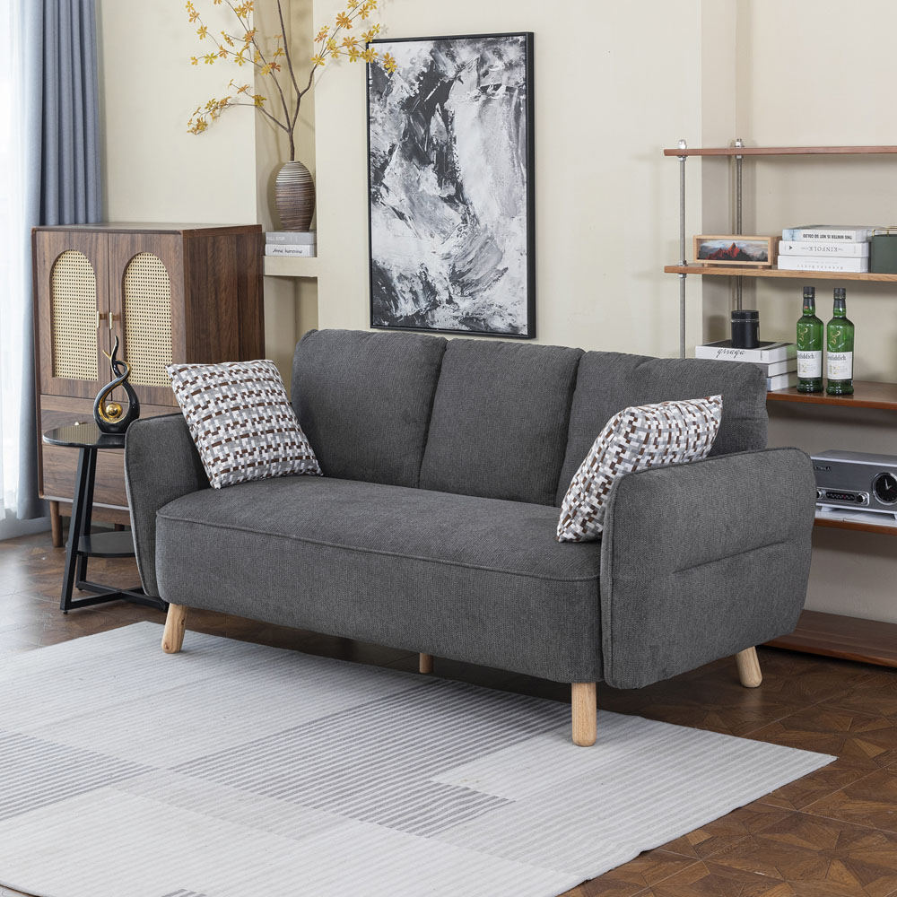Verdana 3 Seater Dark Grey | Oak World