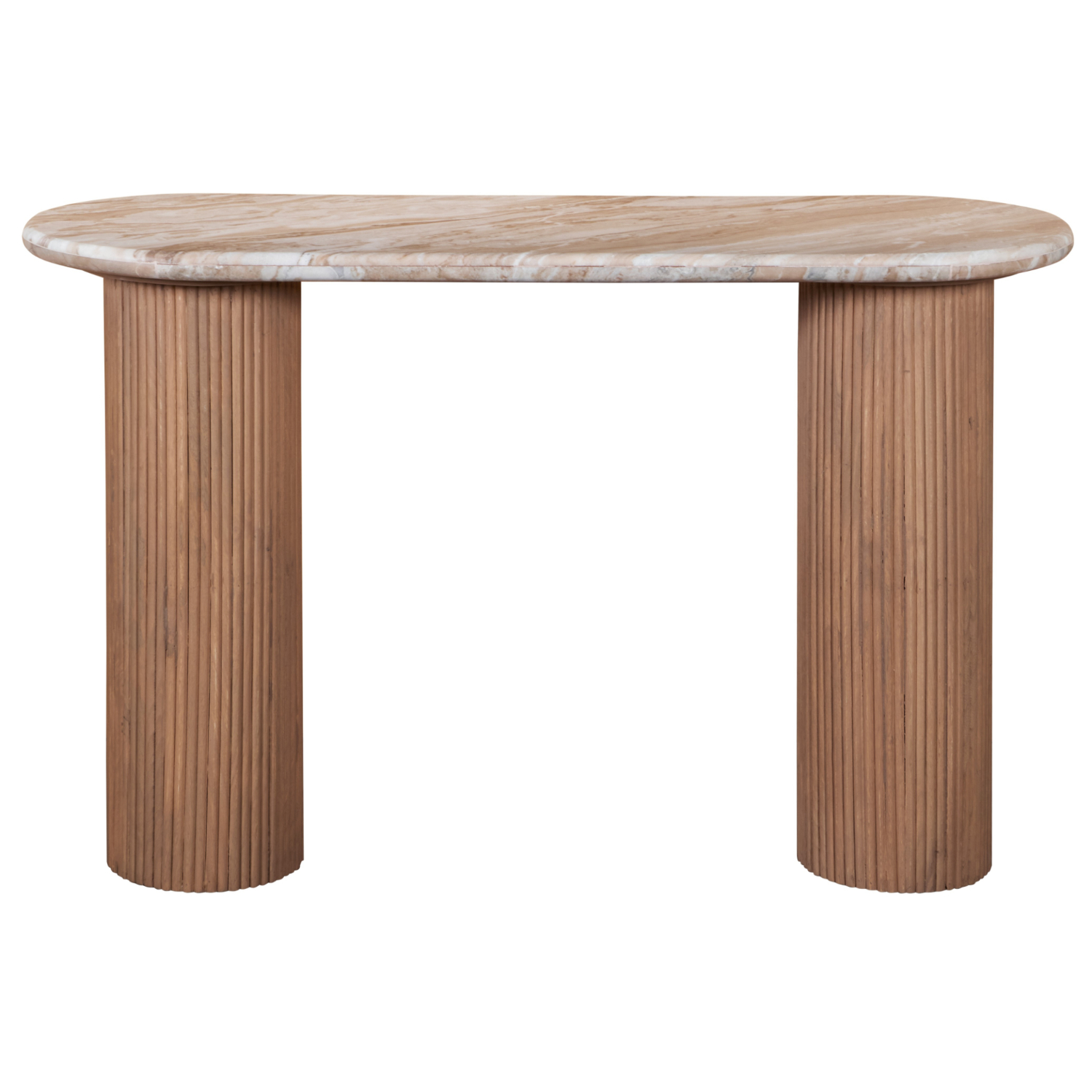 Nava Natural Marble & Wood Pedestal Console Table | Oak World