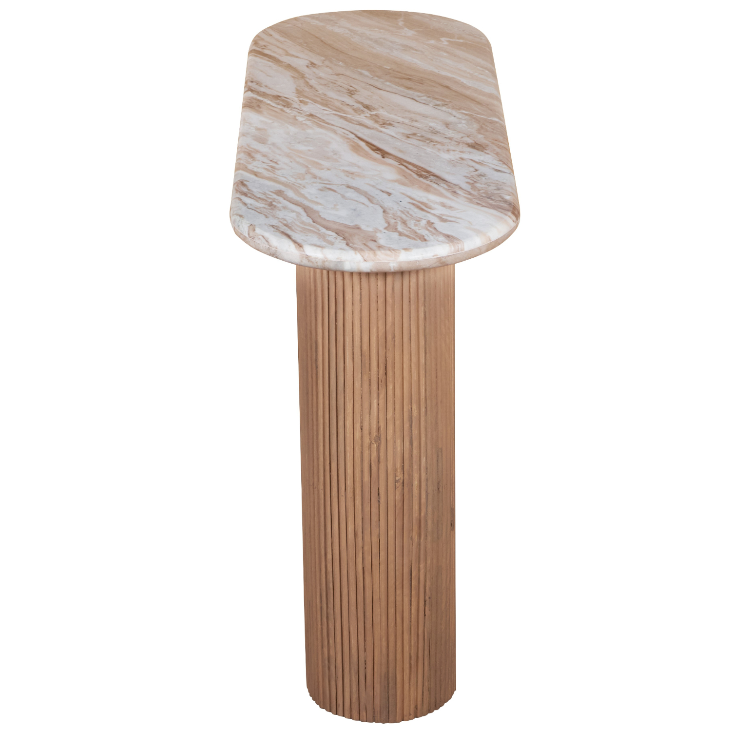 Nava Natural Marble & Wood Pedestal Console Table | Oak World