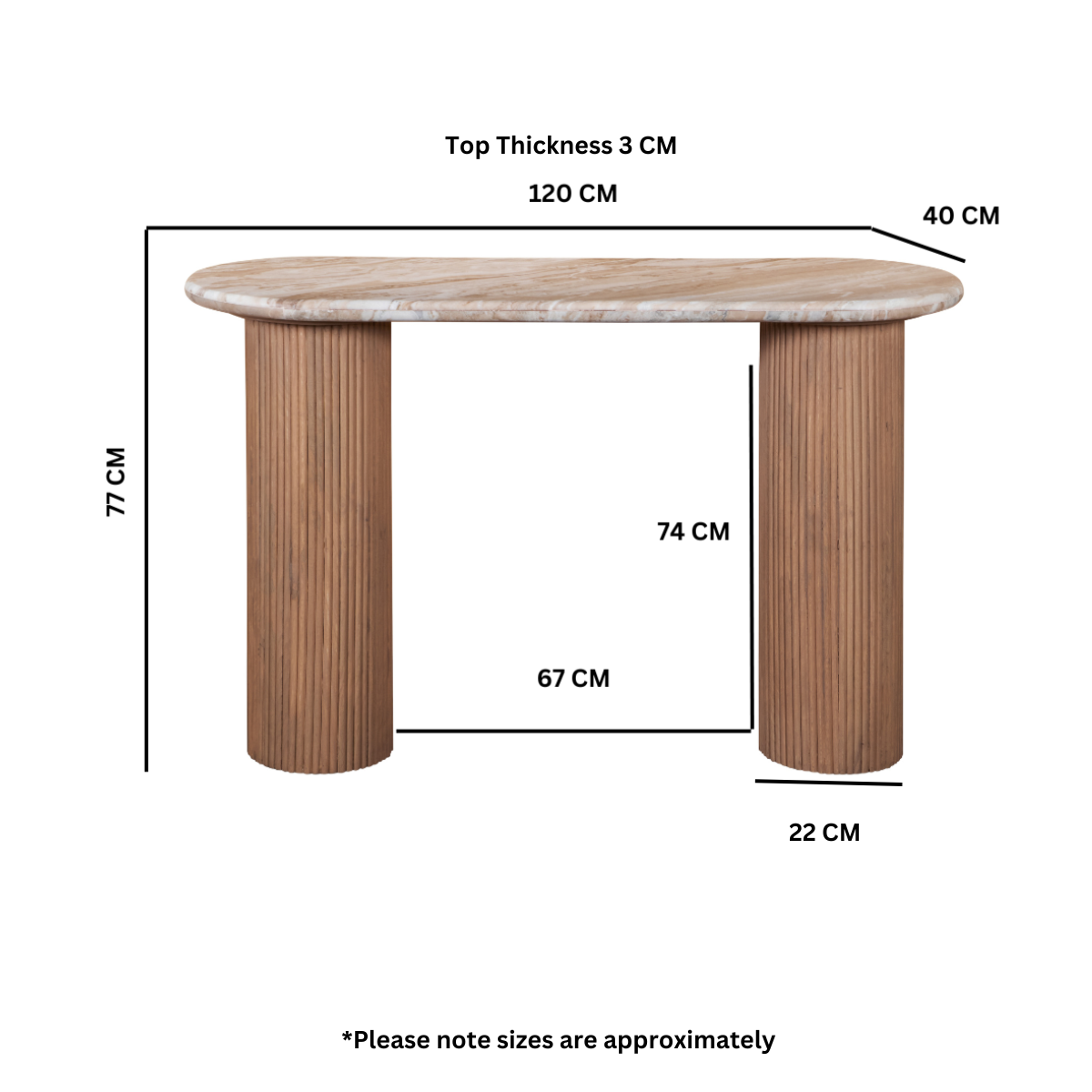 Nava Natural Marble & Wood Pedestal Console Table | Oak World