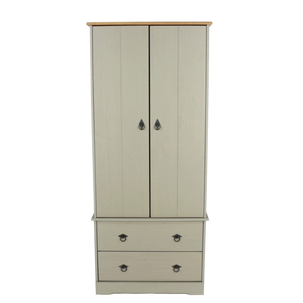 Azusa Grey 2 door, 2 drawer wardrobe | Oak World