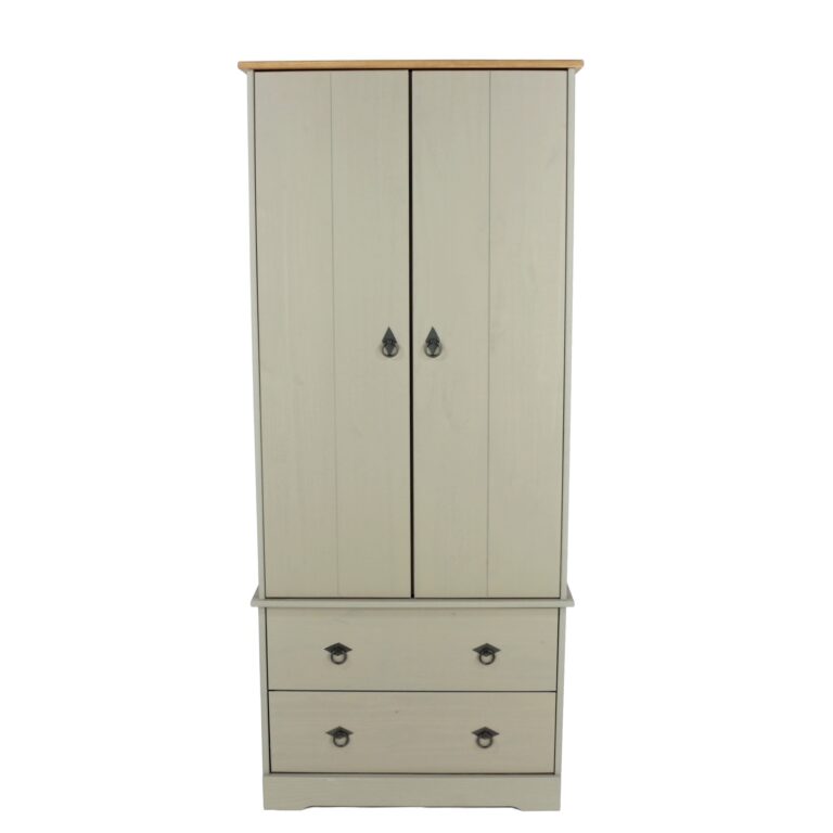 Azusa Grey 2 door, 2 drawer wardrobe | Oak World