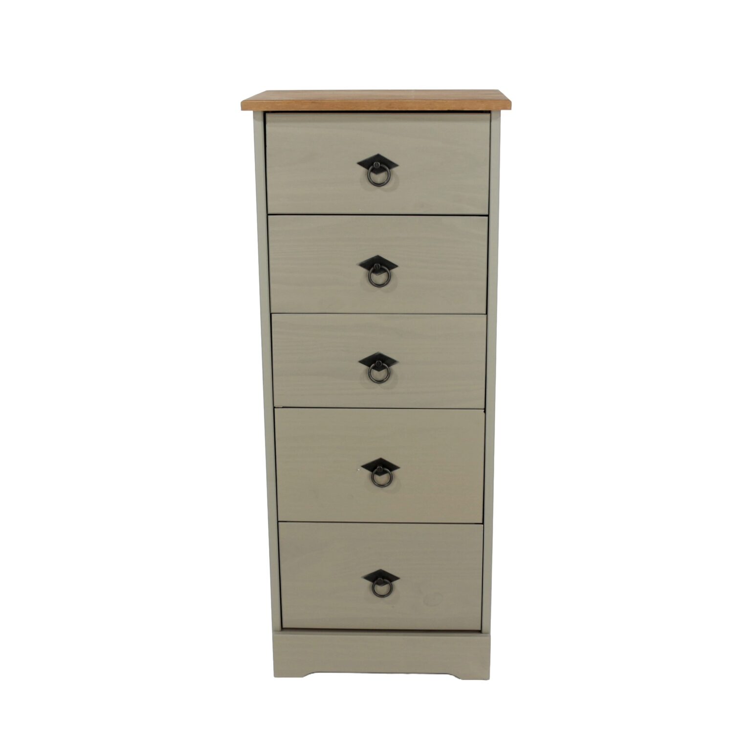 Azusa Grey 5 drawer narrow chest of drawers | Oak World