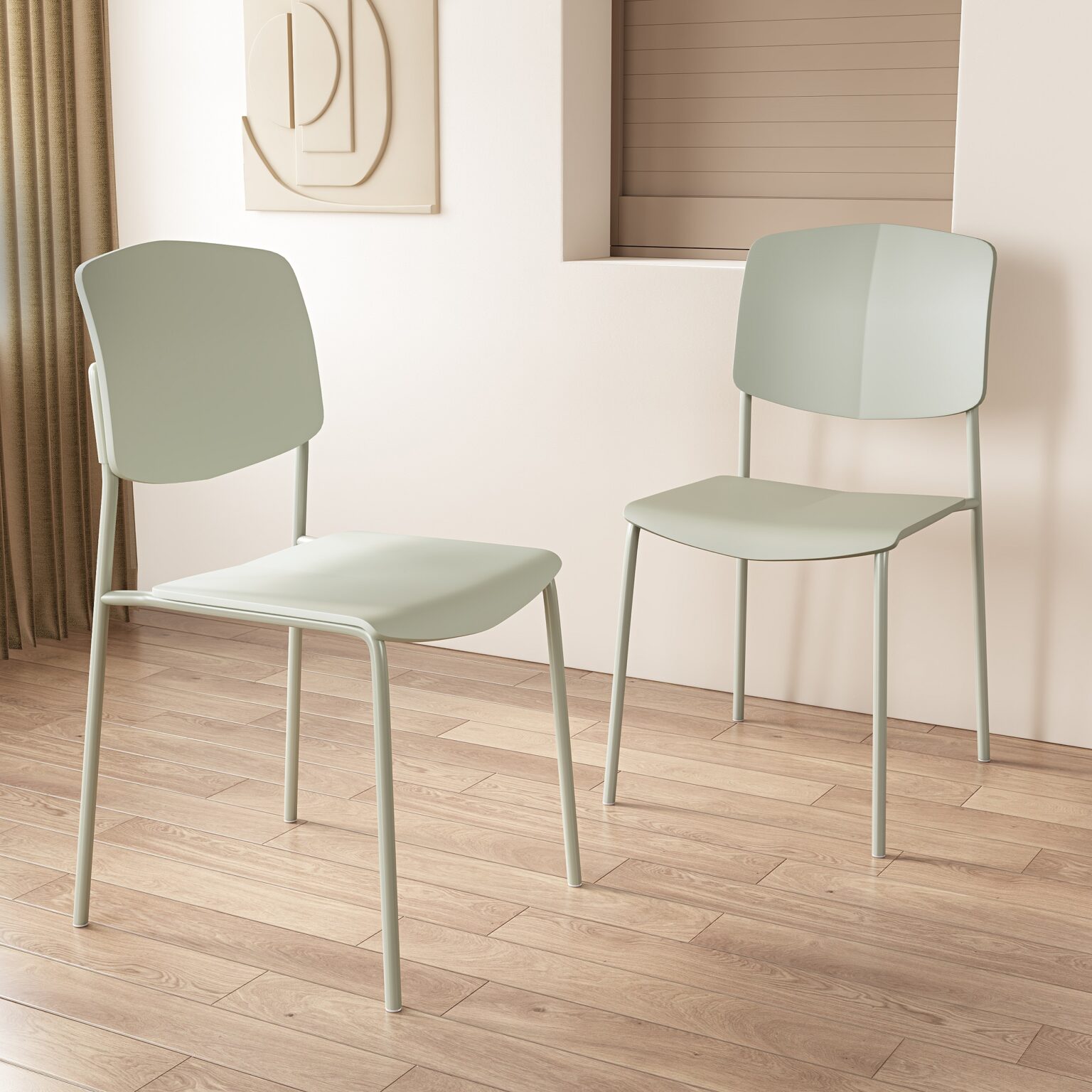 Dalvik Duo Chair, Black Plastic Seat With Black Metal Legs (Pair) | Oak ...