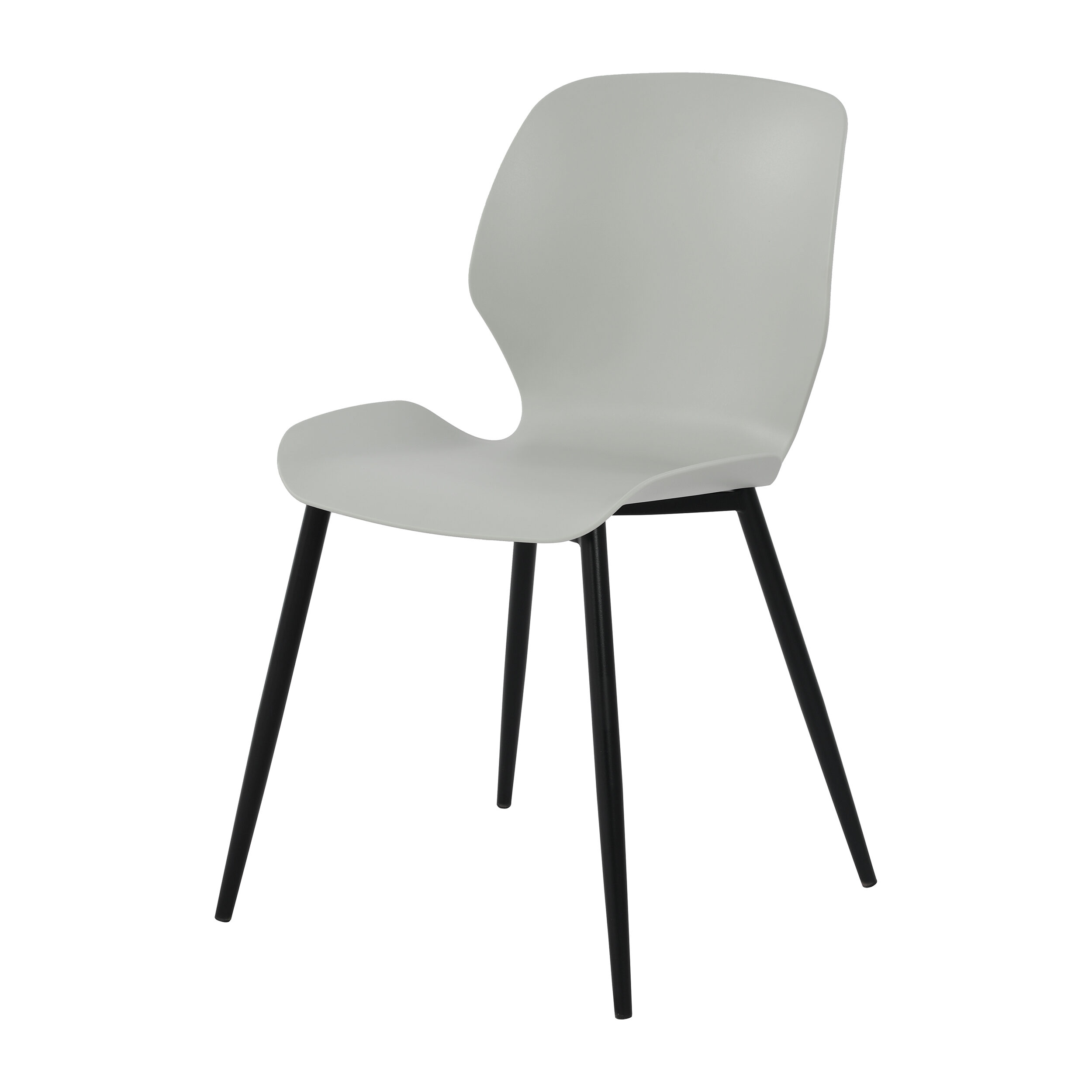 Dalvik Dining Pair of Grey Contoured Plastic Kitchen Chairs with Black ...