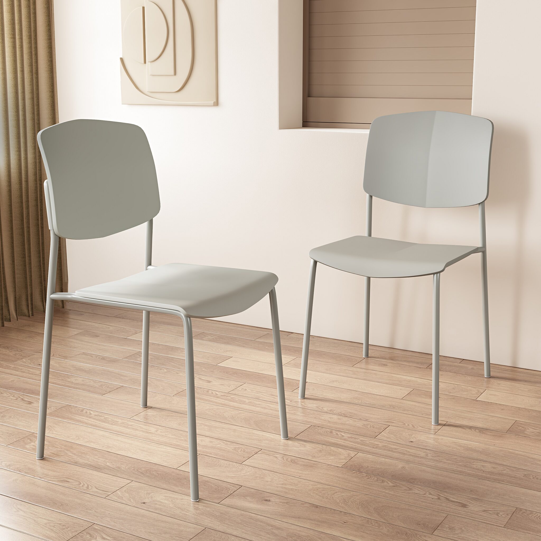 Dalvik Duo Chair, Black Plastic Seat With Black Metal Legs (Pair) | Oak ...