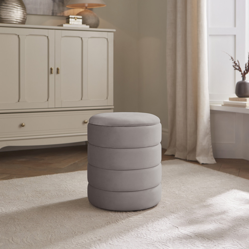 Klara Velvet Storage Stool | Oak World