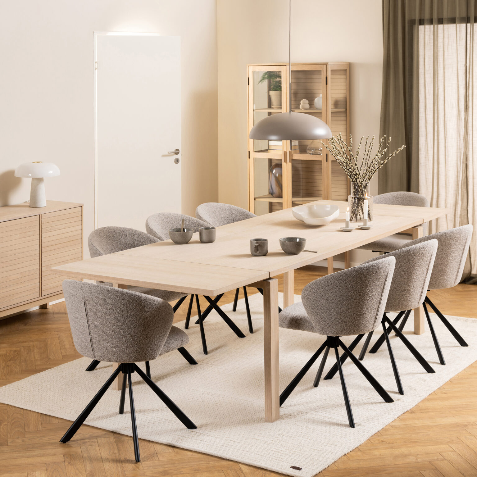 Lindley Extendable Dining Table in White Oak 200/300 x 100 x 75cm | Oak World