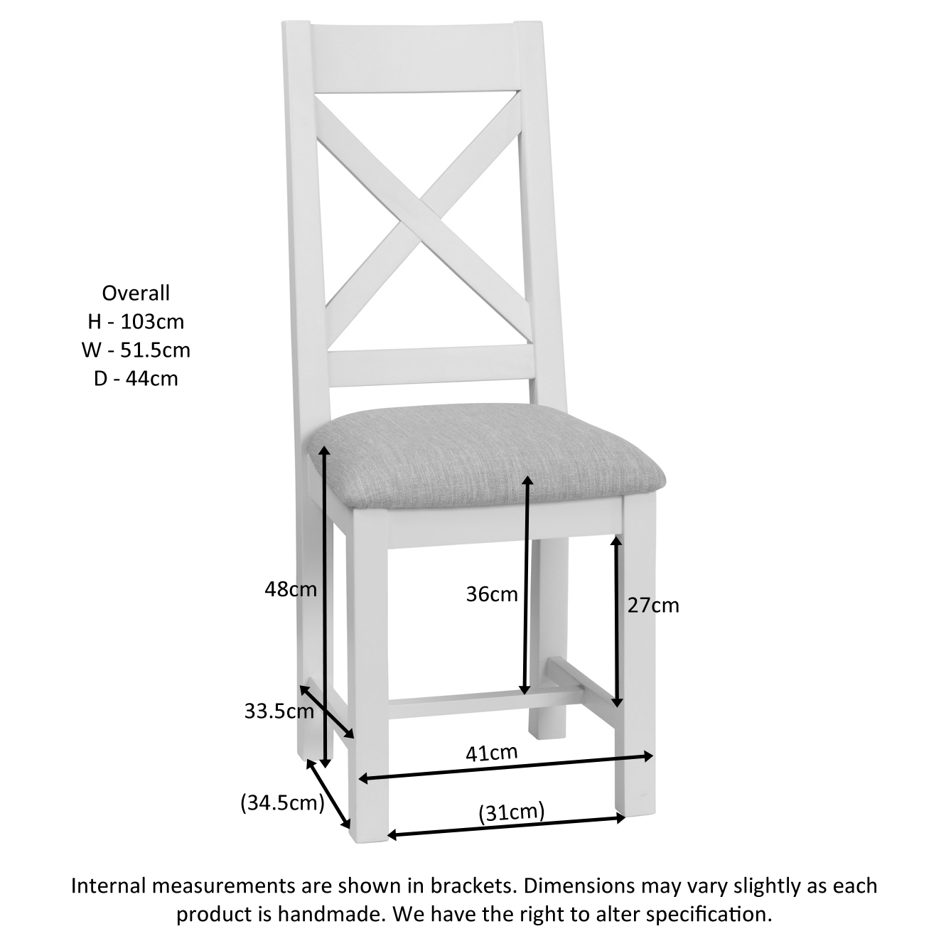 Wynyard White Cross Back Chair | Oak World