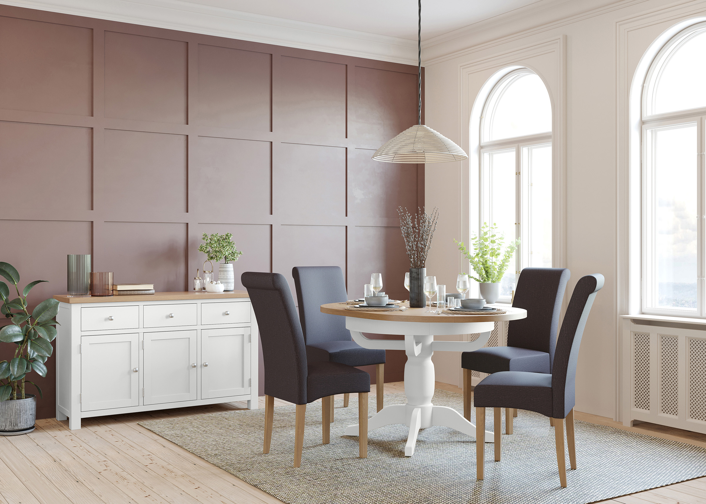 Wynyard White D-End Extending Dining Table | Oak World