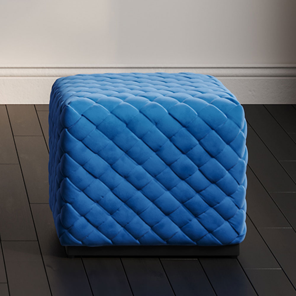 Colline Small Cobalt Pouffe | Oak World