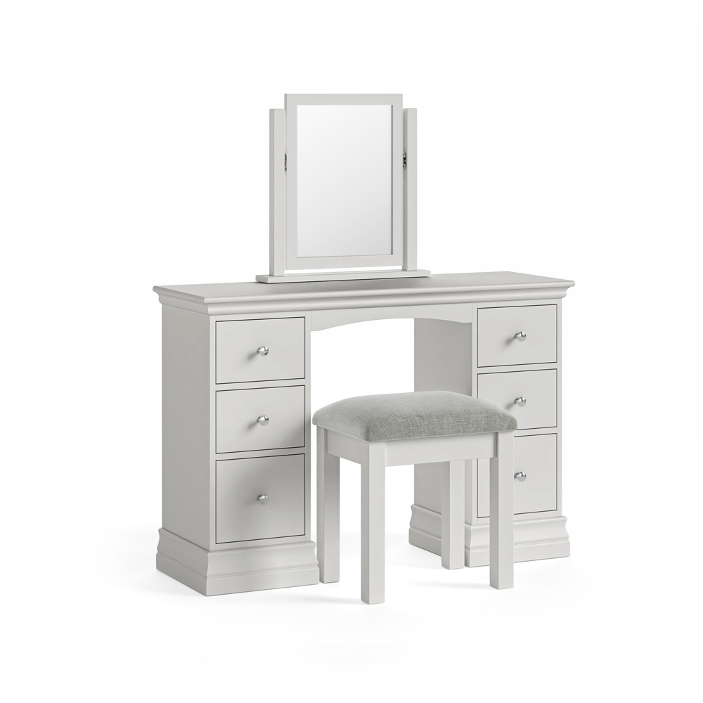 Riverton Grey Double Pedestal Dressing Table | Oak World
